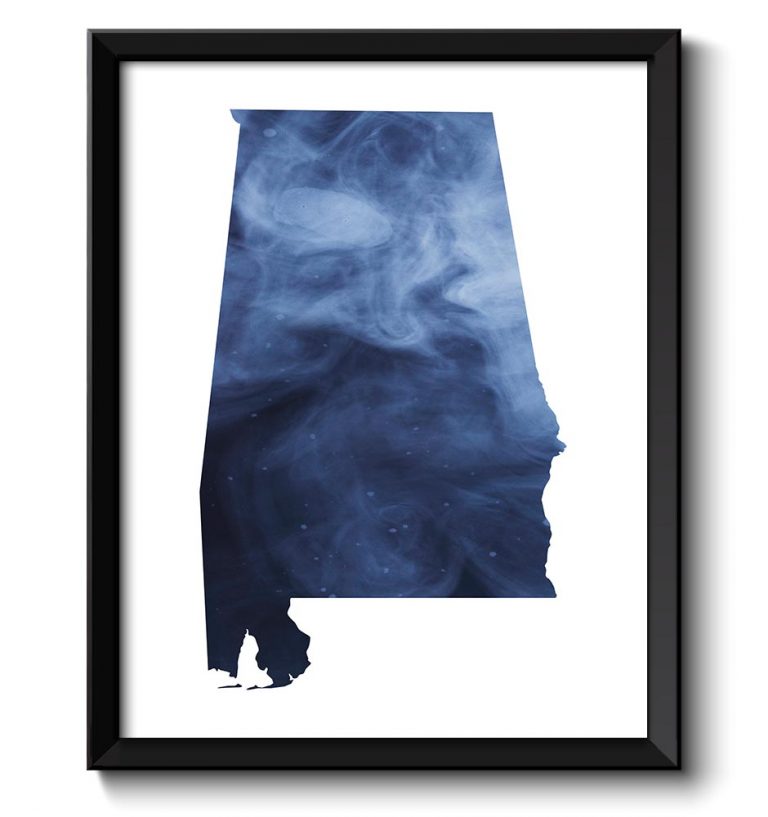 INSTANT DOWNLOAD Alabama Map State Watercolor Painting Poster Print USA ...